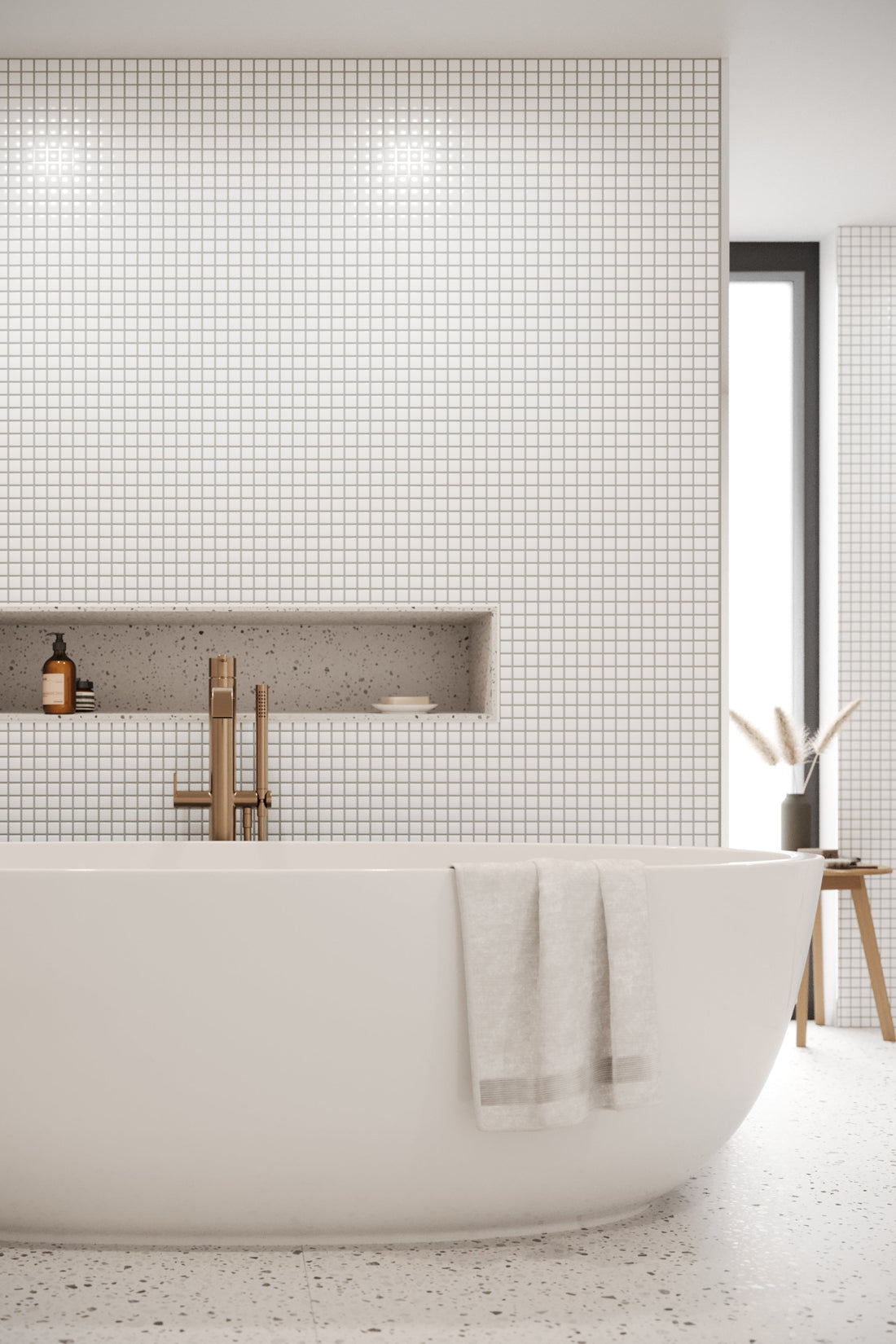 Mosaic Tile White Wall Panel - Reco Surfaces
