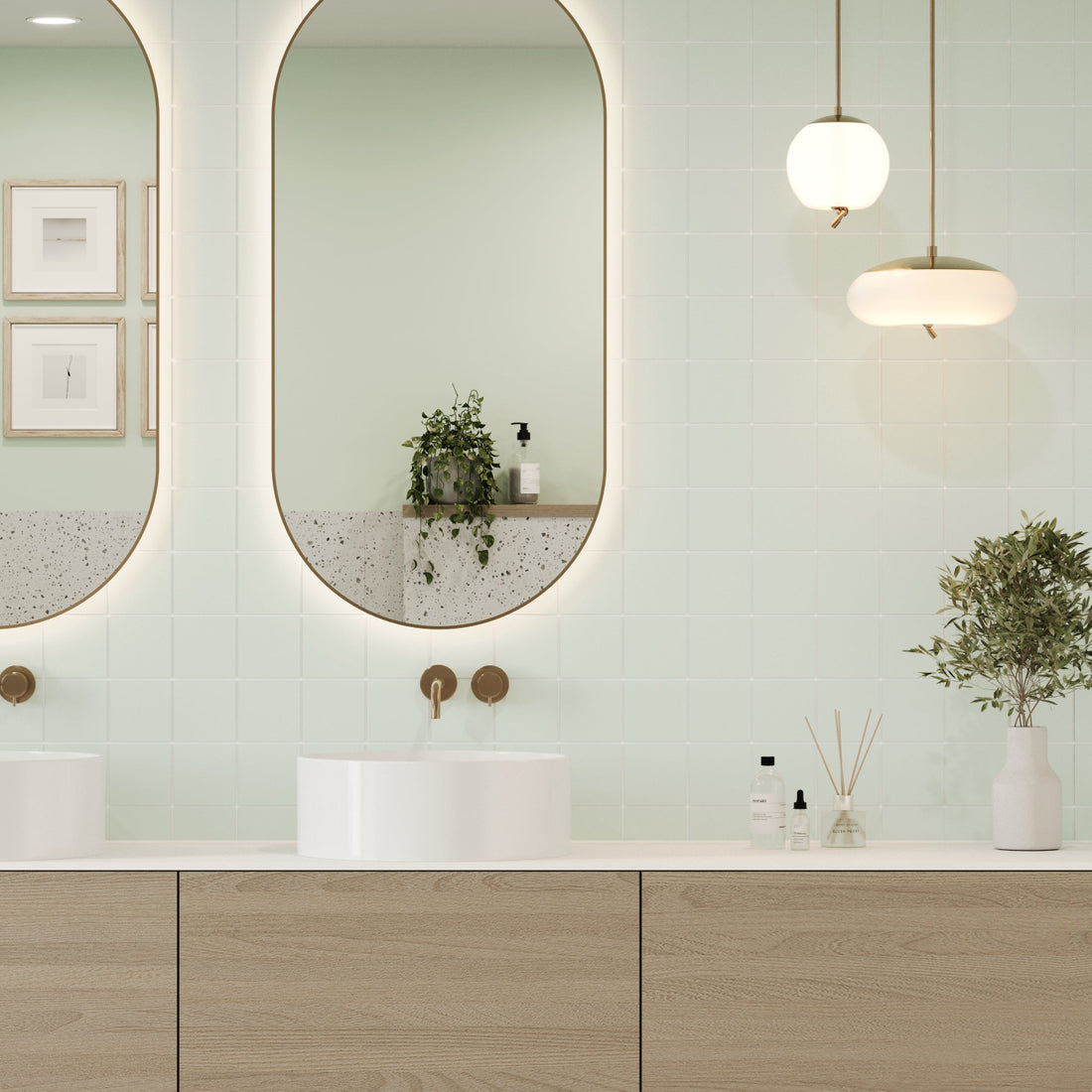100 Tile Glass Green Wall Panel - Reco Surfaces