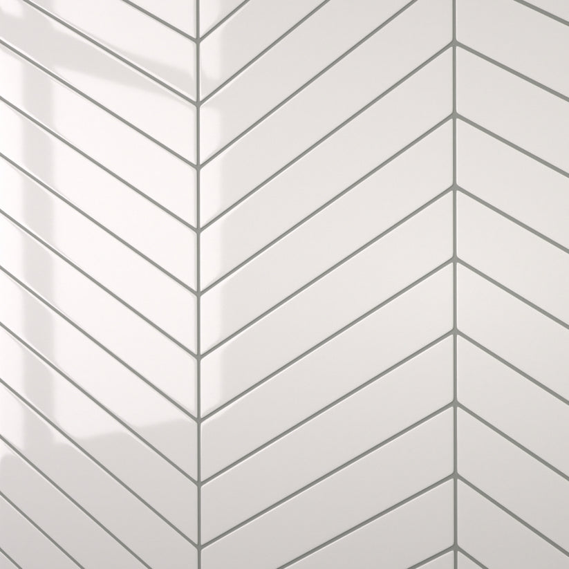 Chevron Tile White Wall Panel - Reco Surfaces