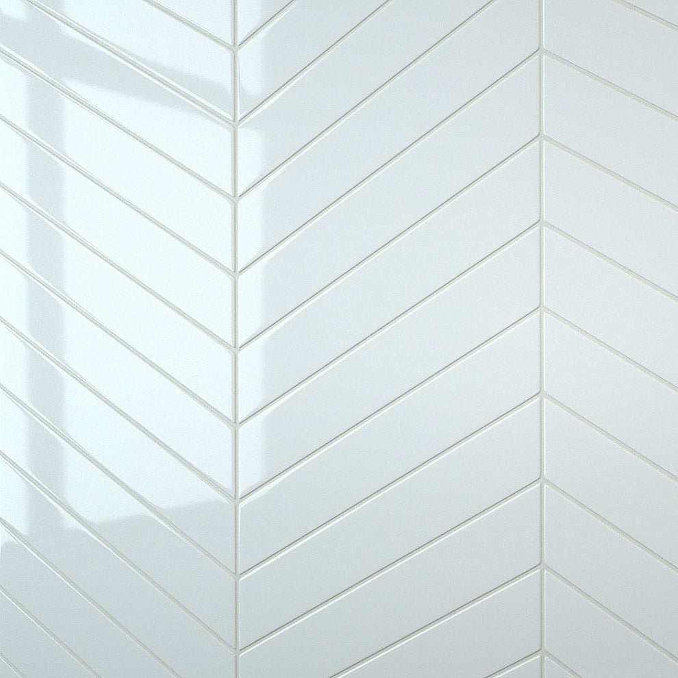 Chevron Tile White Wall Panel - Reco Surfaces
