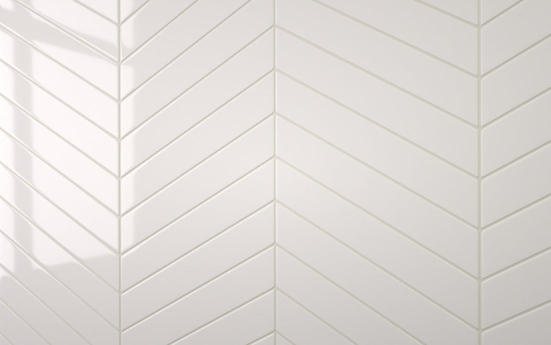 Chevron Tile White Wall Panel - Reco Surfaces