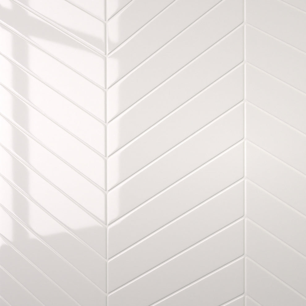 Chevron Tile White Wall Panel - Reco Surfaces