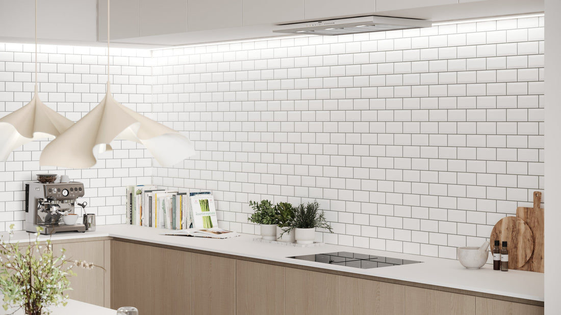 Bevel Metro Tile Wall Panel White - Reco Surfaces