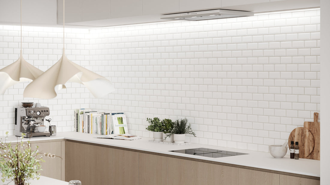 Bevel Metro Tile Wall Panel White - Reco Surfaces