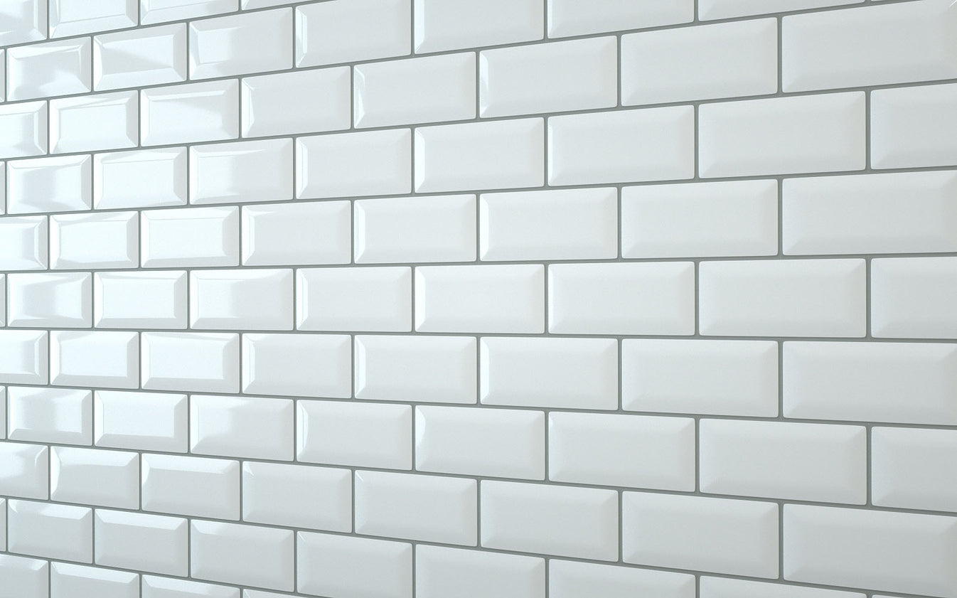 Bevel Metro Tile Wall Panel White - Reco Surfaces