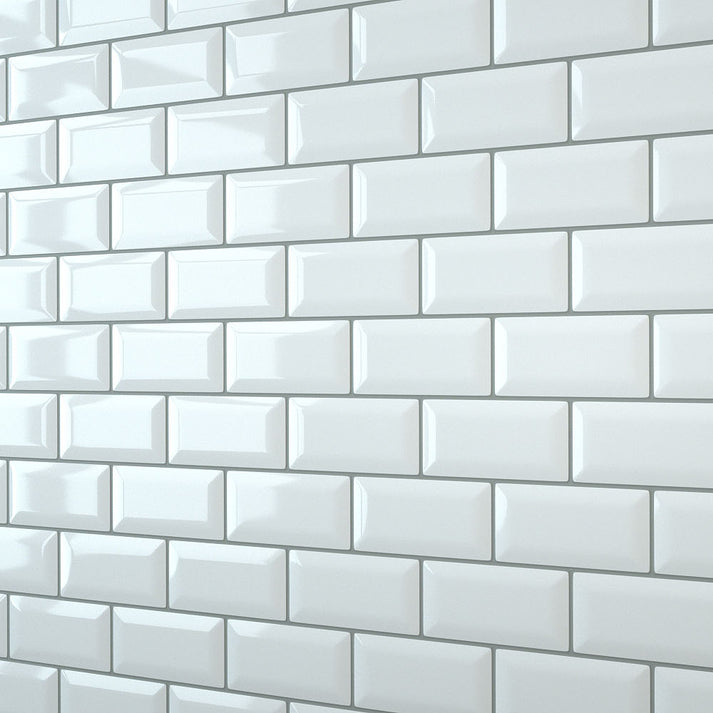 Bevel Metro Tile Wall Panel White - Reco Surfaces
