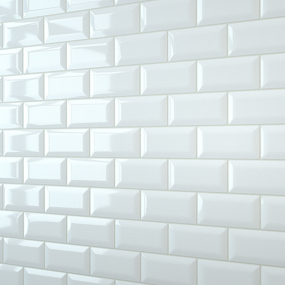 Bevel Metro Tile Wall Panel White - Reco Surfaces