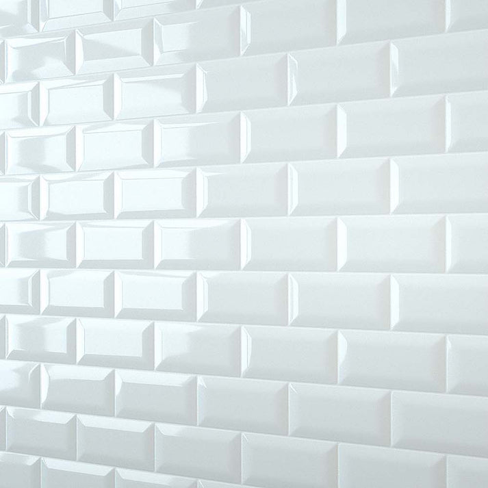 Bevel Metro Tile Wall Panel White - Reco Surfaces