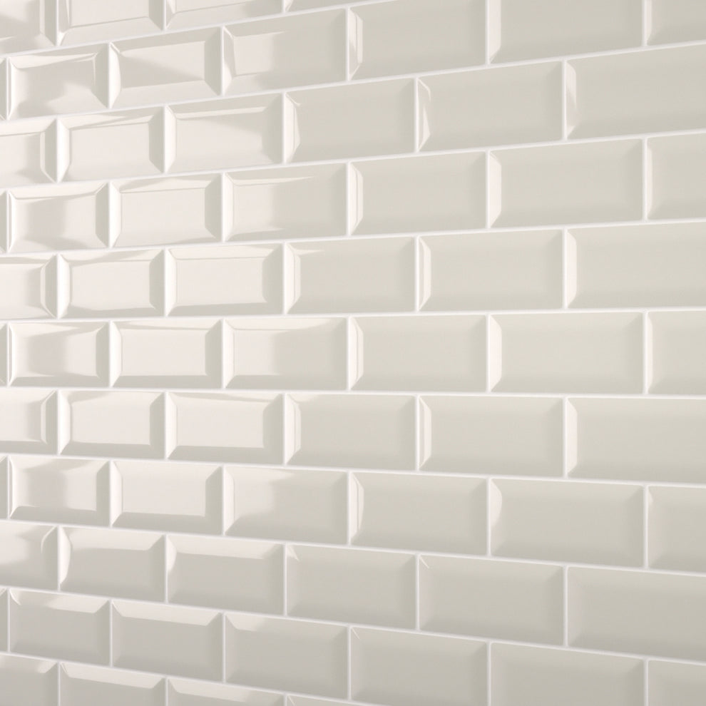 Bevel Metro Tile Wall Panel Light Grey - Reco Surfaces