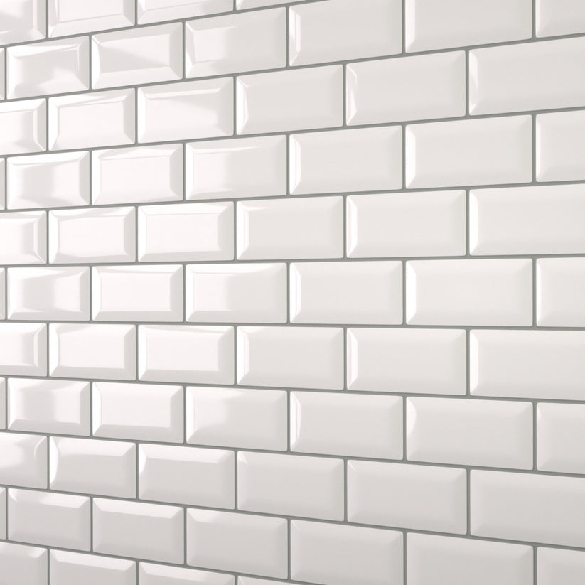 Bevel Metro Tile Wall Panel White - Reco Surfaces