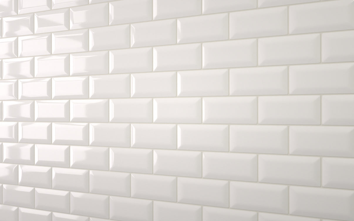 Bevel Metro Tile Wall Panel White - Reco Surfaces