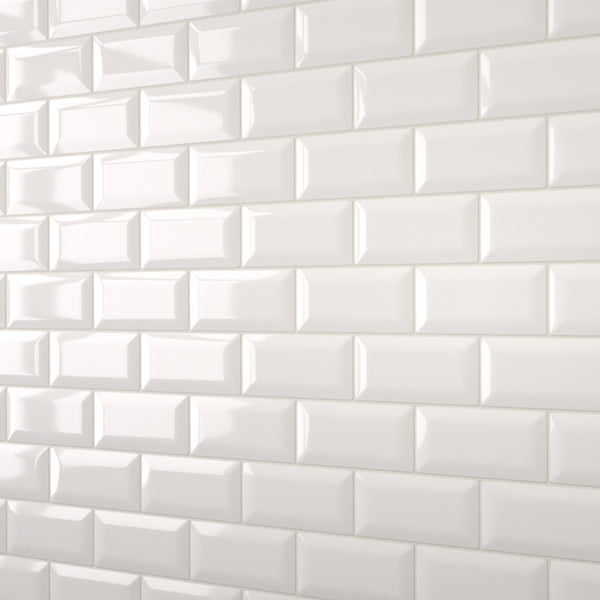 Bevel Metro Tile Wall Panel White - Reco Surfaces