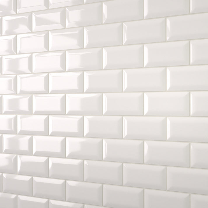 Bevel Metro Tile Wall Panel White - Reco Surfaces
