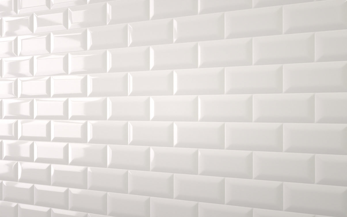 Bevel Metro Tile Wall Panel White - Reco Surfaces