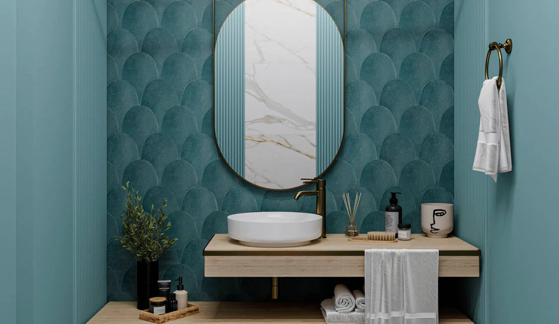 Long Thin Flat Metro Tile Sage Green (RAL6021) with White Grout - Reco ...